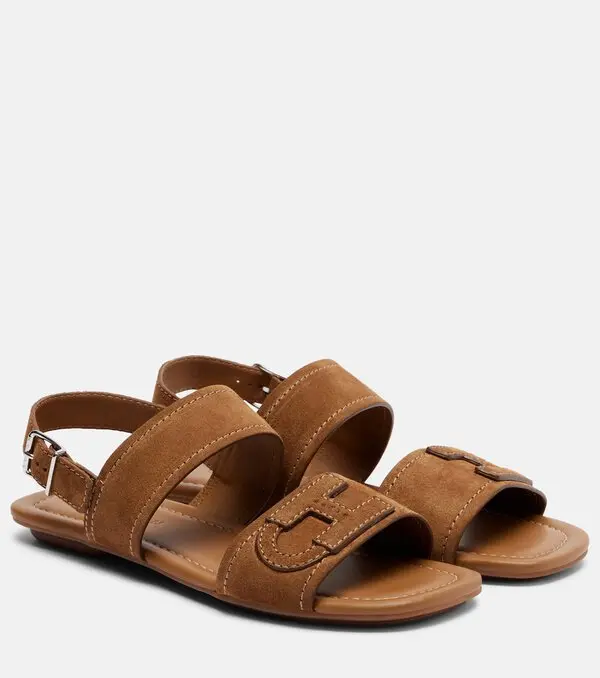 Hogan H685 Suede Sandals - Brown