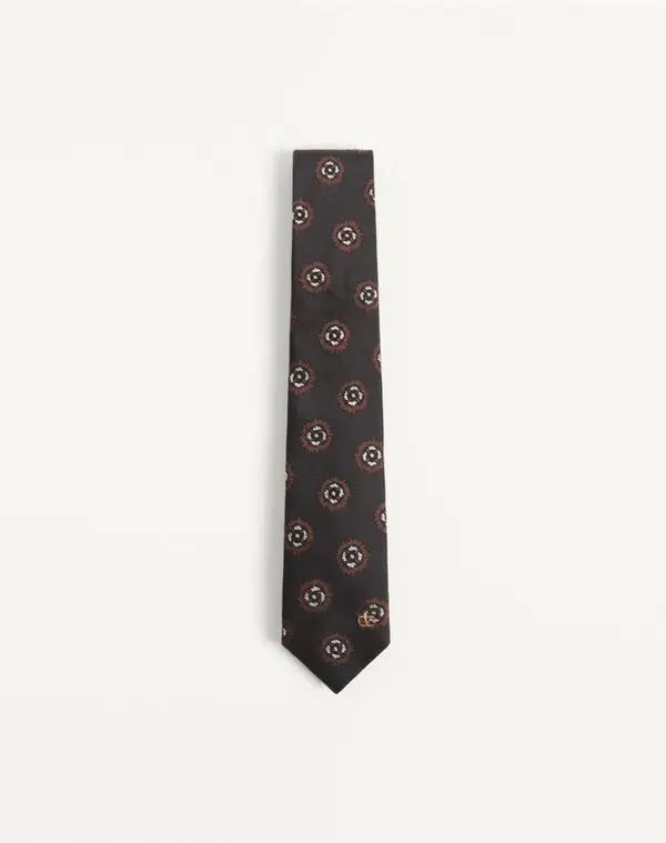 Valentino Garavani Geometric Jacquard Tie - Black/multicolour