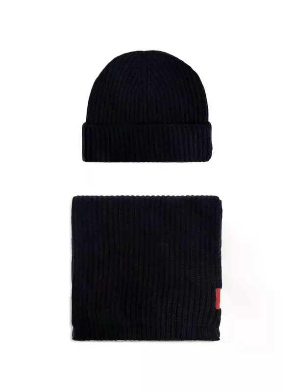 Dsquared2 Ribbed-knit Scarf And Hat Set With Logo Plate