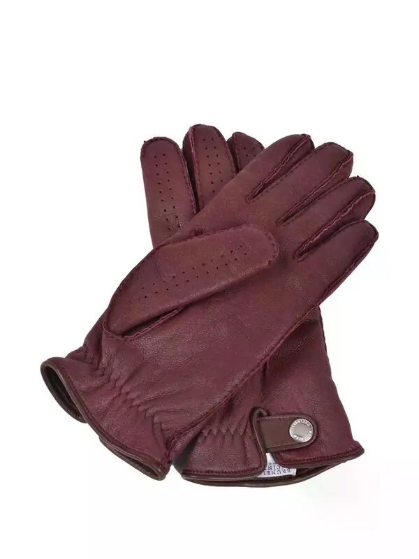 Brunello Cucinelli Perforated Leather Gloves - Brown