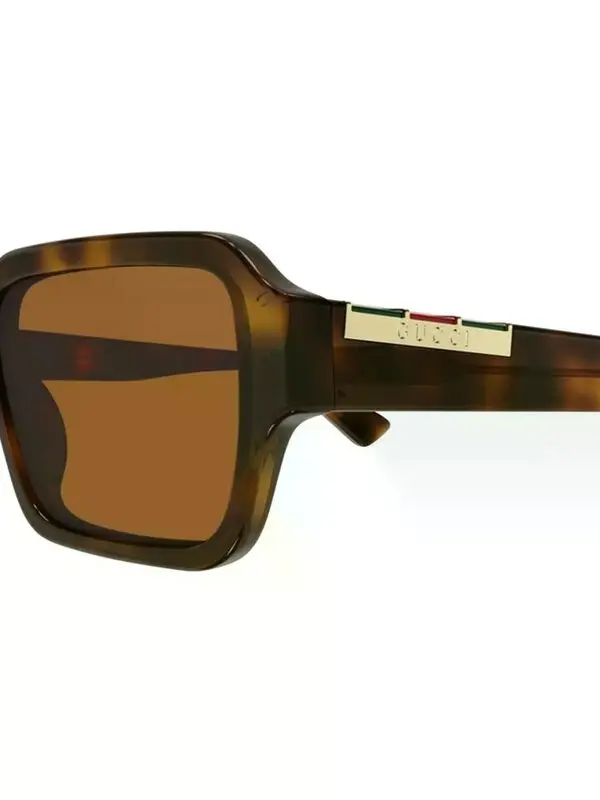 Gucci Tortoiseshell-effect Rectangle-frame Sunglasses