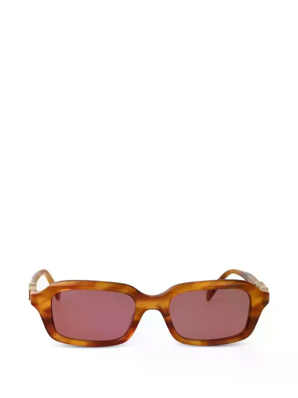 Gucci Logo-plaque Rectangle-frame Sunglasses - Brown