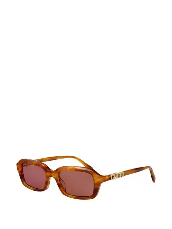 Gucci Logo-plaque Rectangle-frame Sunglasses - Brown