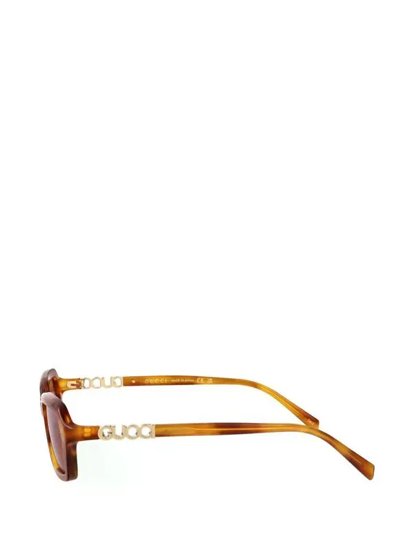 Gucci Logo-plaque Rectangle-frame Sunglasses - Brown