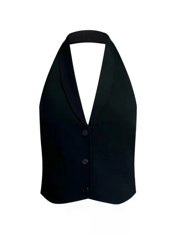 12 STOREEZ Buttoned Open-back Vest - Black