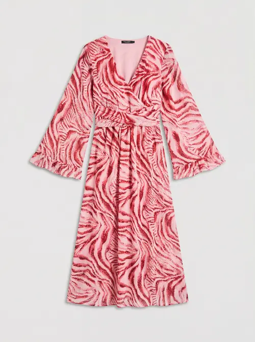 WAREHOUSE Burnout Velvet Plunge Maxi Dress - Red