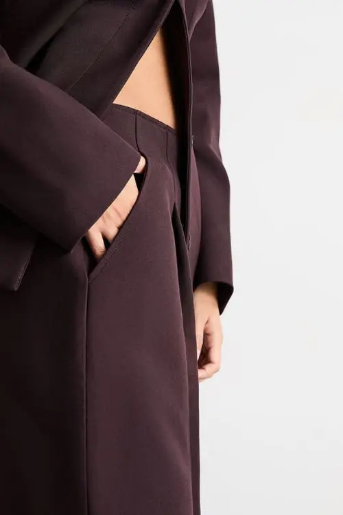 WAREHOUSE Premium Wide Leg Tailored Trousers - Berry