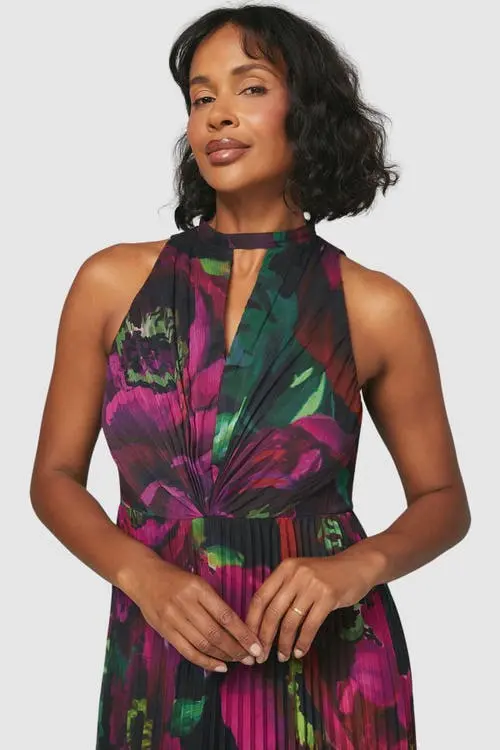 WALLIS Floral Print Pleated Maxi Dress