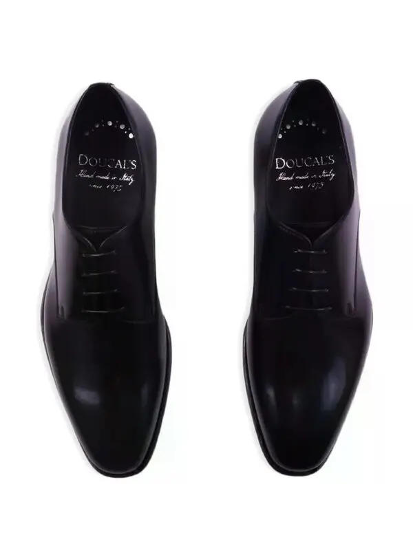 DOUCAL'S Tapered Leather Lace-up Shoes - Black