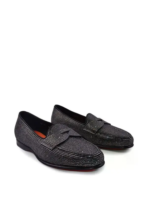 Santoni Stud-embellished Leather Loafers
