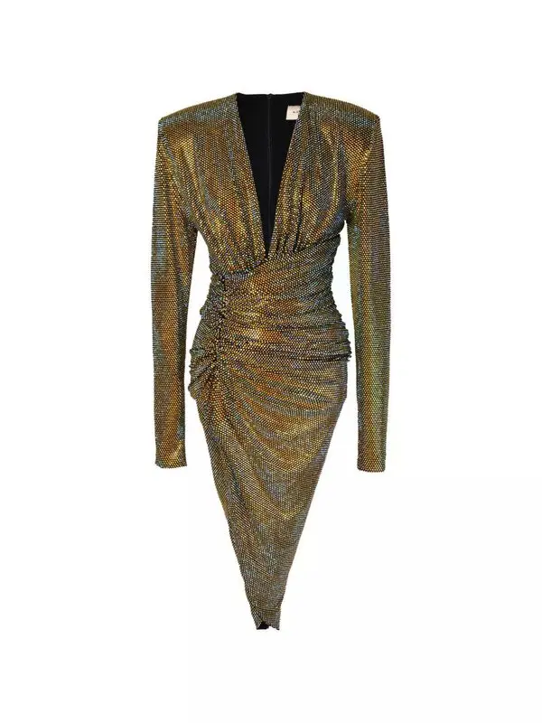 Alexandre Vauthier Rhinestone-embellished Draped Dress - Gold