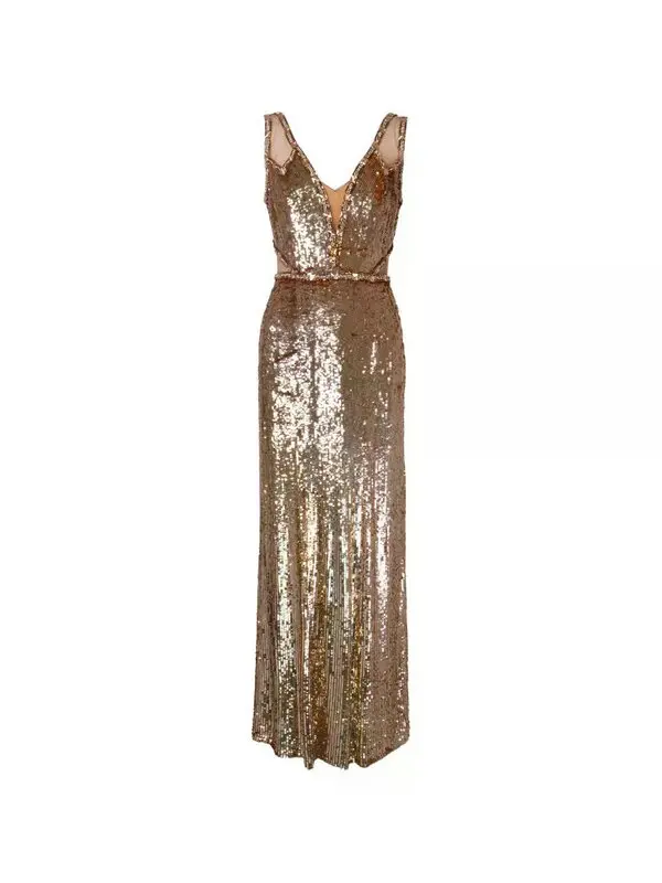 Jenny Packham Sequin-embellished Dress - Gold