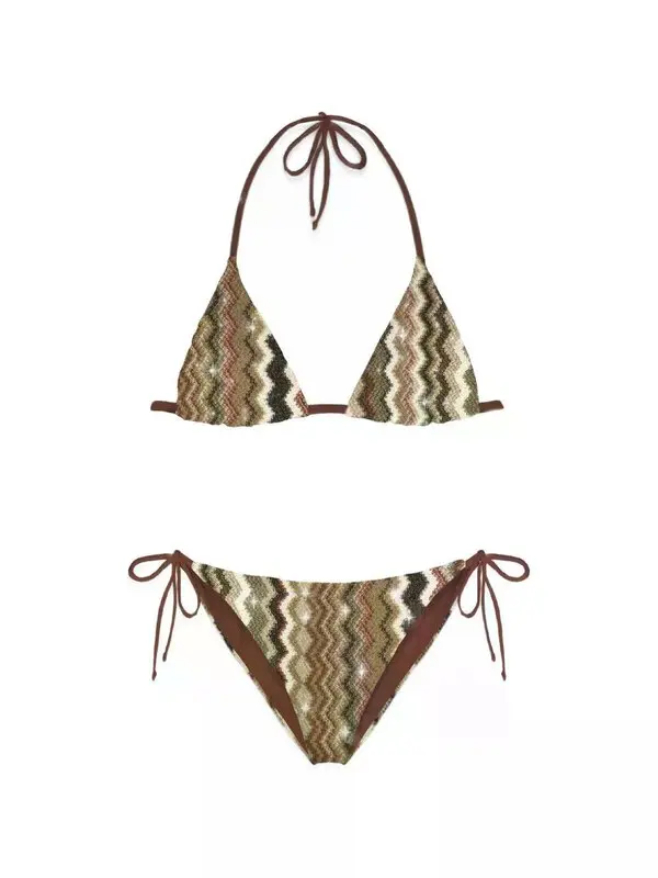 MC2 SAINT BARTH Zigzag-stripe Bikini - Neutrals