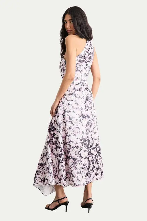WAREHOUSE Scarf Tie Asymmetric Maxi Dress