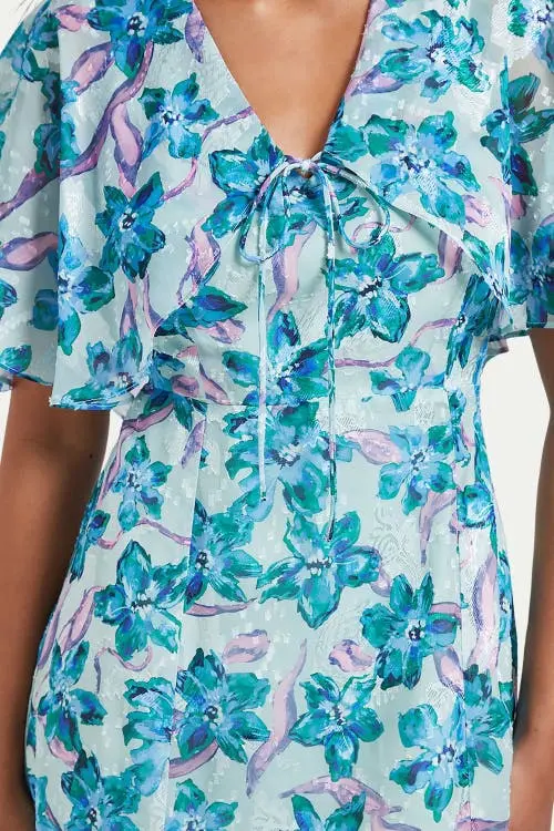 WALLIS Petite Floral Tie-neck Midi Dress