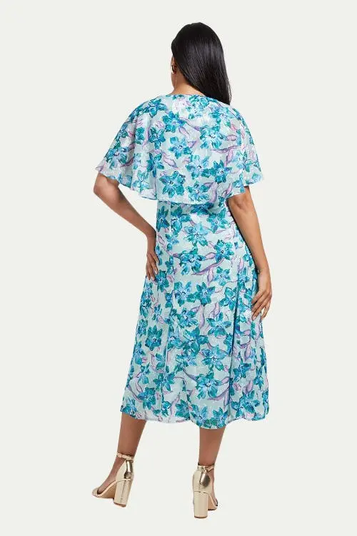 WALLIS Petite Floral Tie-neck Midi Dress