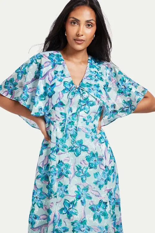 WALLIS Petite Floral Tie-neck Midi Dress