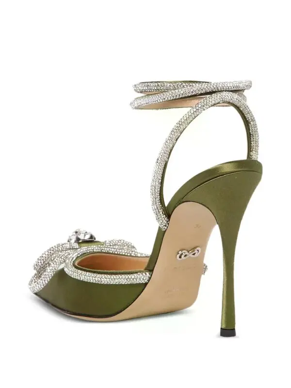 Mach & Mach Double Bow Crystal-embellished Pumps - Green