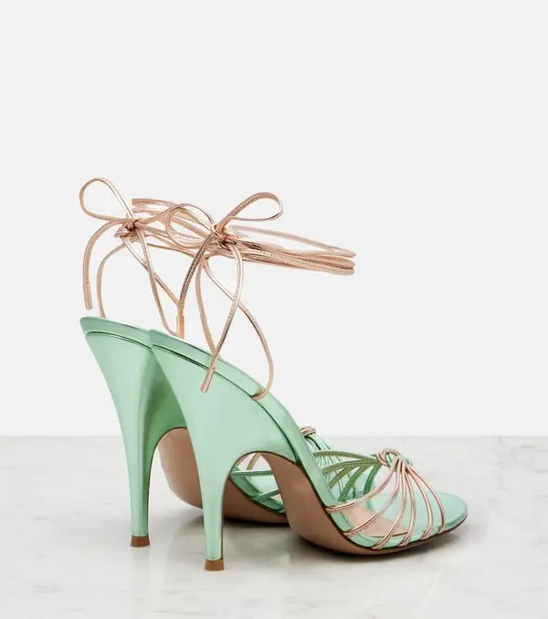 GIANVITO ROSSI Metallic Leather Slingback Sandals