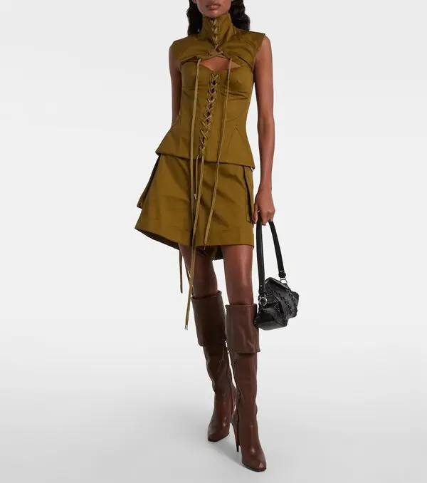 Alexander McQueen Belted Cotton Shorts