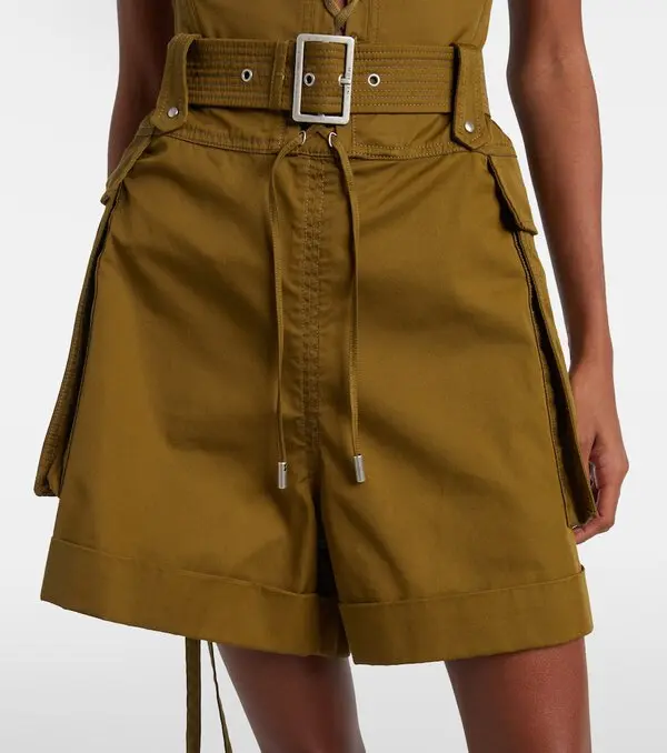 Alexander McQueen Belted Cotton Shorts