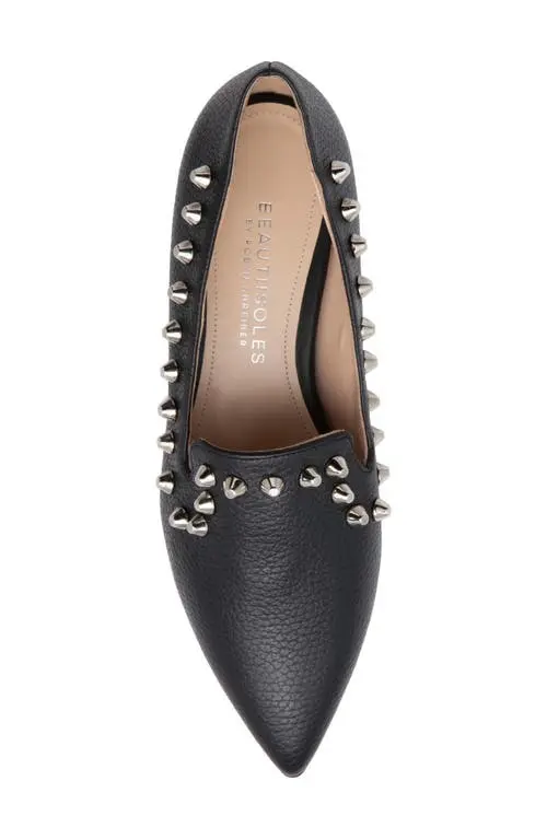 BEAUTIISOLES BY ROBYN SHREIBER Celeste Pointed Toe Loafer With Stud Embellishments - Black