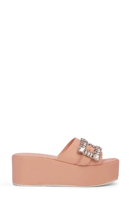 BEAUTIISOLES BY ROBYN SHREIBER Embellished Platform Slide Sandals - Light Pink