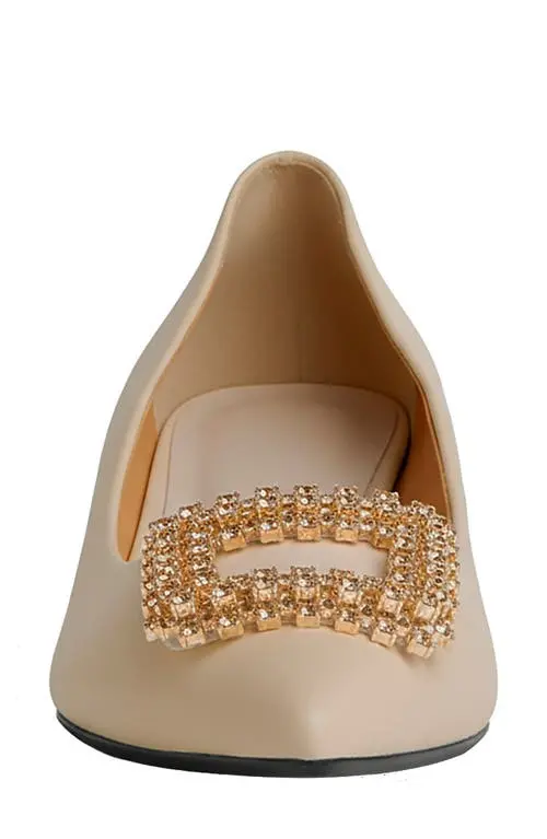 BEAUTIISOLES BY ROBYN SHREIBER Elsie Embellished Pointed Toe Block Heel Pumps - Beige