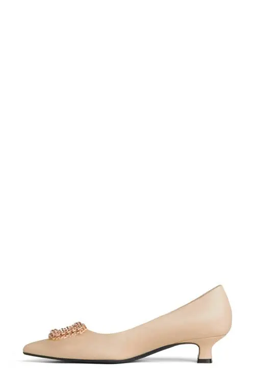 BEAUTIISOLES BY ROBYN SHREIBER Elsie Embellished Pointed Toe Block Heel Pumps - Beige