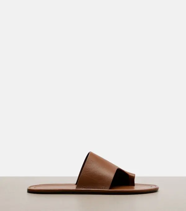 THE ROW Malick Thong Leather Sandals - Brown