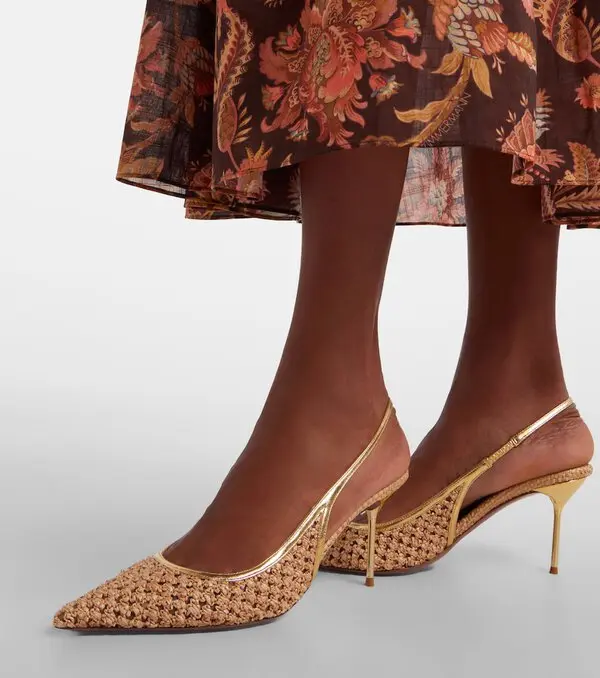 Paris Texas Lidia Leather-trimmed Slingback Pumps