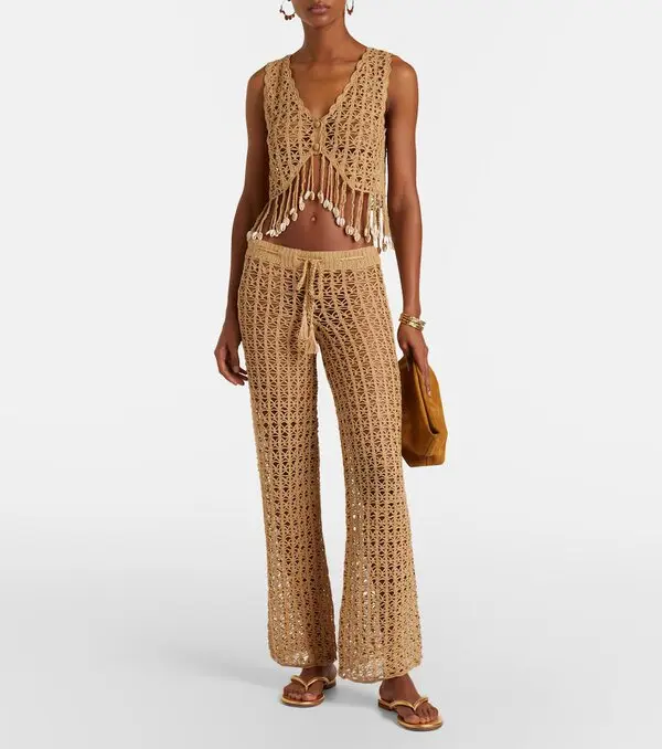 Anna Kosturova Crochet Wide-leg Pants