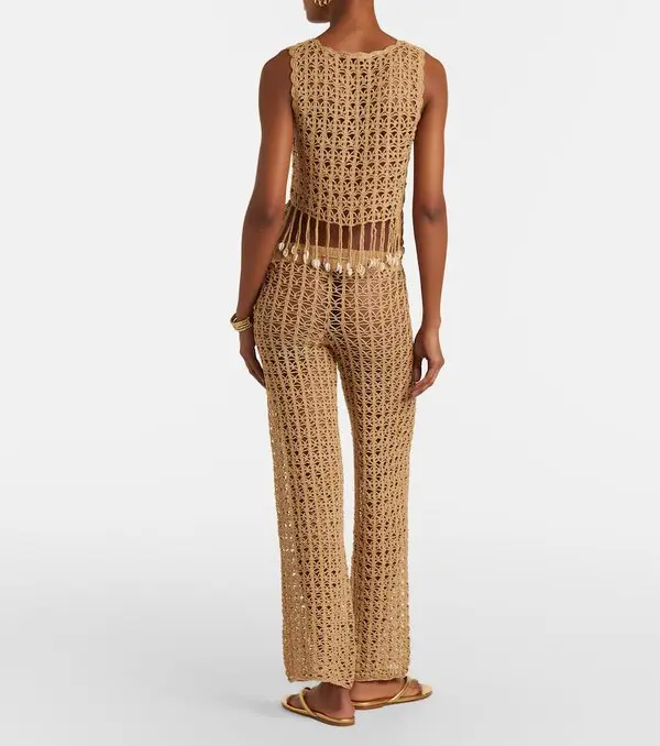 Anna Kosturova Crochet Wide-leg Pants