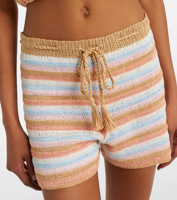 Anna Kosturova Striped Crochet Shorts