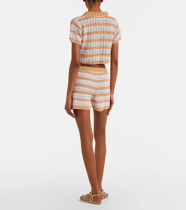 Anna Kosturova Striped Crochet Shorts