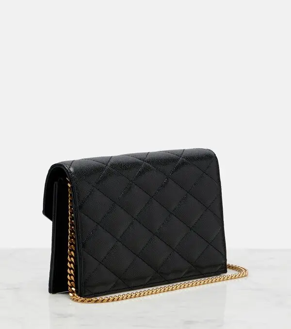 Saint Laurent Quilted Leather Wallet On Chain - Black