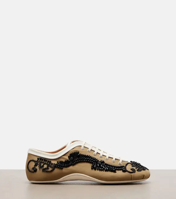 Dries Van Noten Embellished Canvas Lace-up Sneakers