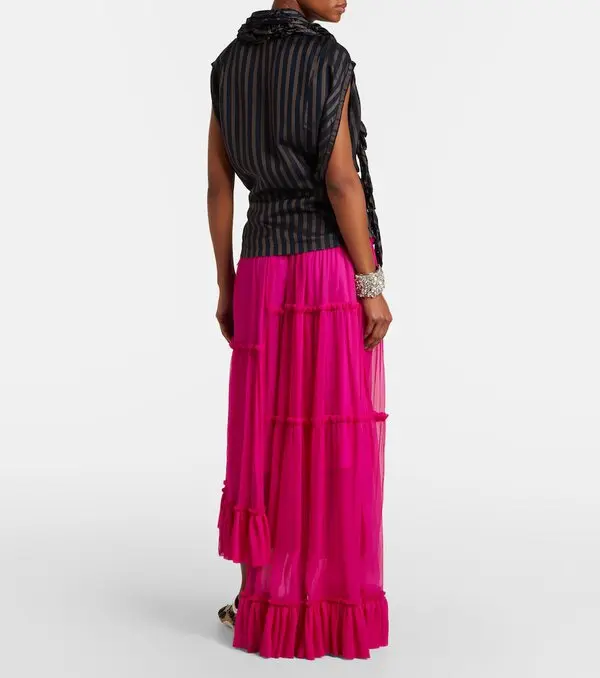 Dries Van Noten Asymmetric Silk Muslin Skirt