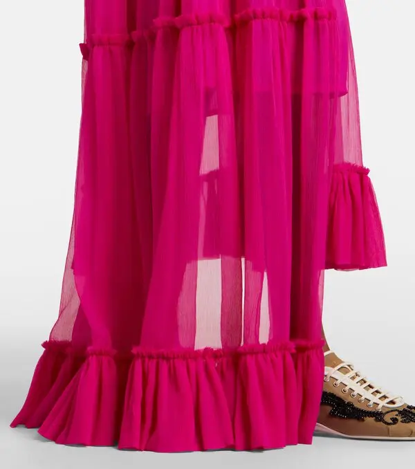 Dries Van Noten Asymmetric Silk Muslin Skirt