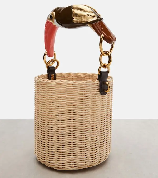 Chloé Tropicus Wicker Bucket Bag - Beige