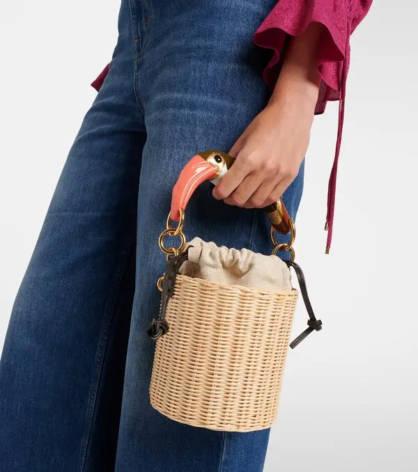 Chloé Tropicus Wicker Bucket Bag - Beige