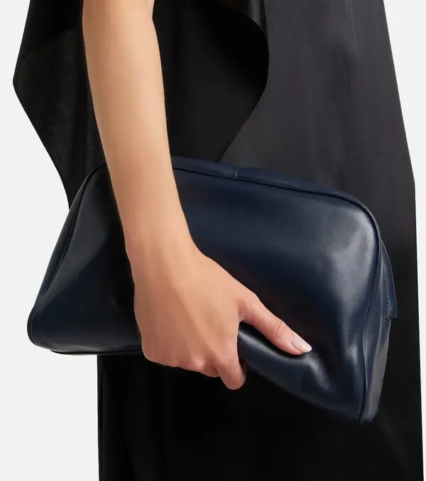 THE ROW Leila Small Leather Clutch - Blue