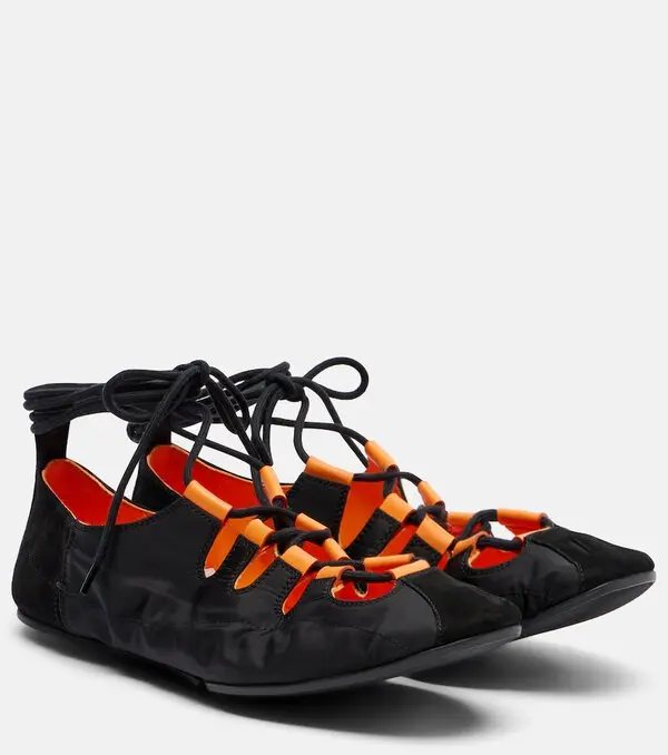 Alaïa Lace-up Ballet Flats - Black