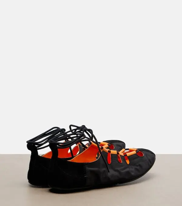 Alaïa Lace-up Ballet Flats - Black