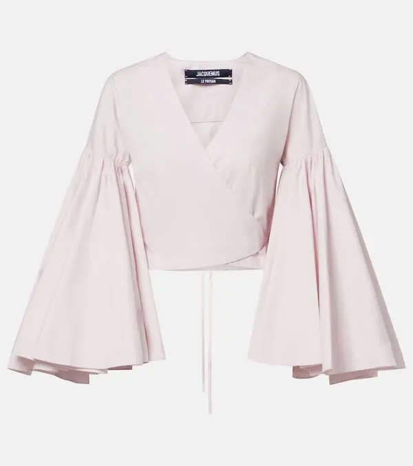 Jacquemus Paysan Cotton Poplin Wrap Top - Pink