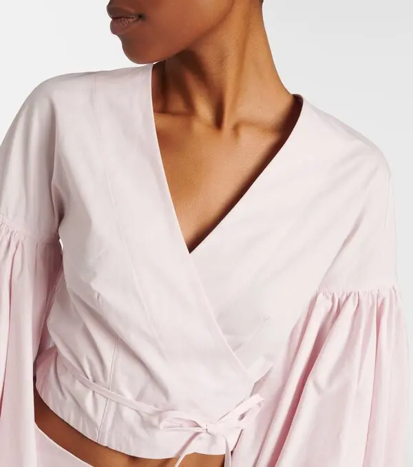 Jacquemus Paysan Cotton Poplin Wrap Top - Pink