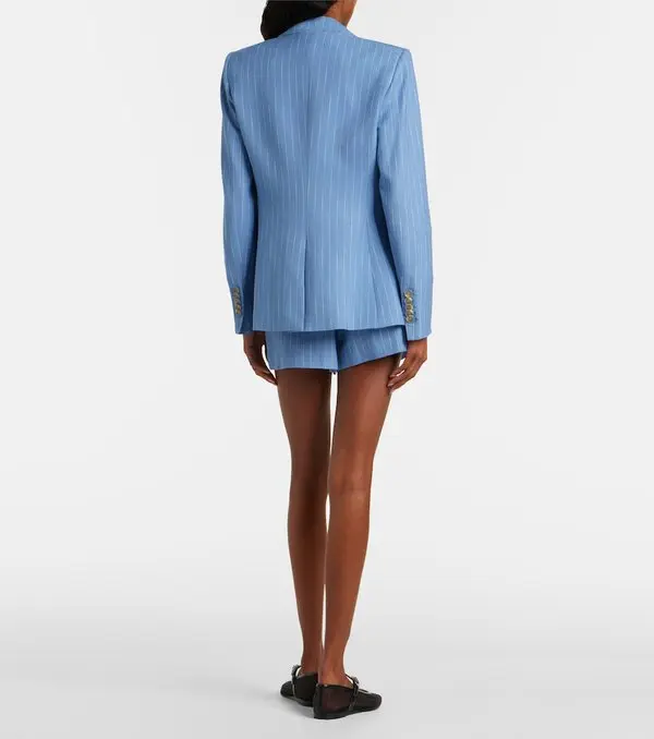 Veronica Beard Piper Striped Linen-blend Shorts - Blue