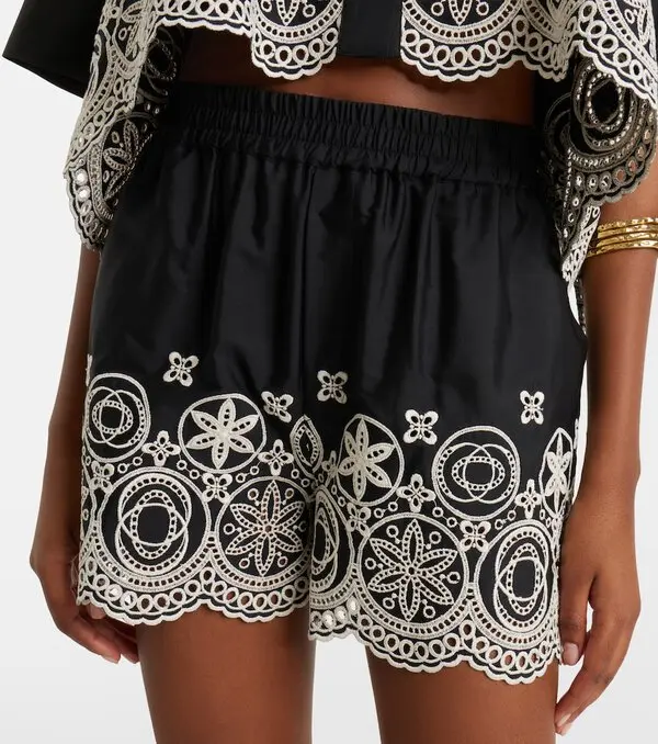 La DoubleJ Embroidered Pull-on Shorts - Black