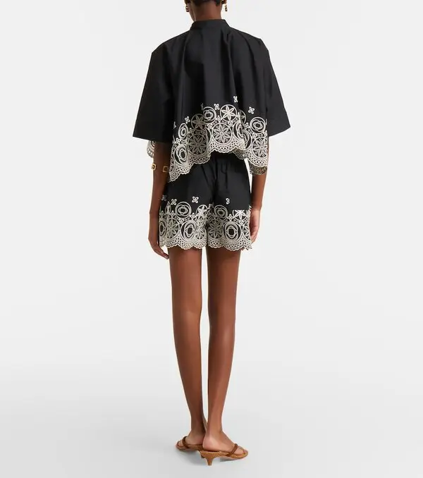 La DoubleJ Embroidered Pull-on Shorts - Black