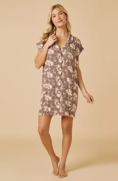 SOFTIES Soft Sleep Caftan Mini Sleepshirt - Driftwood Floral